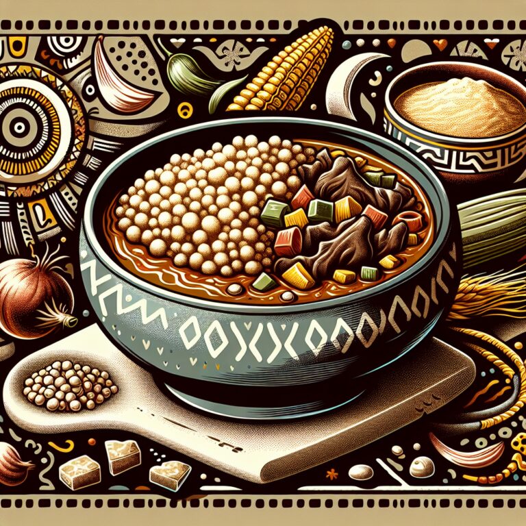 Nationalgericht Namibia: Oshifima mit Fleischsoße (Rezept)