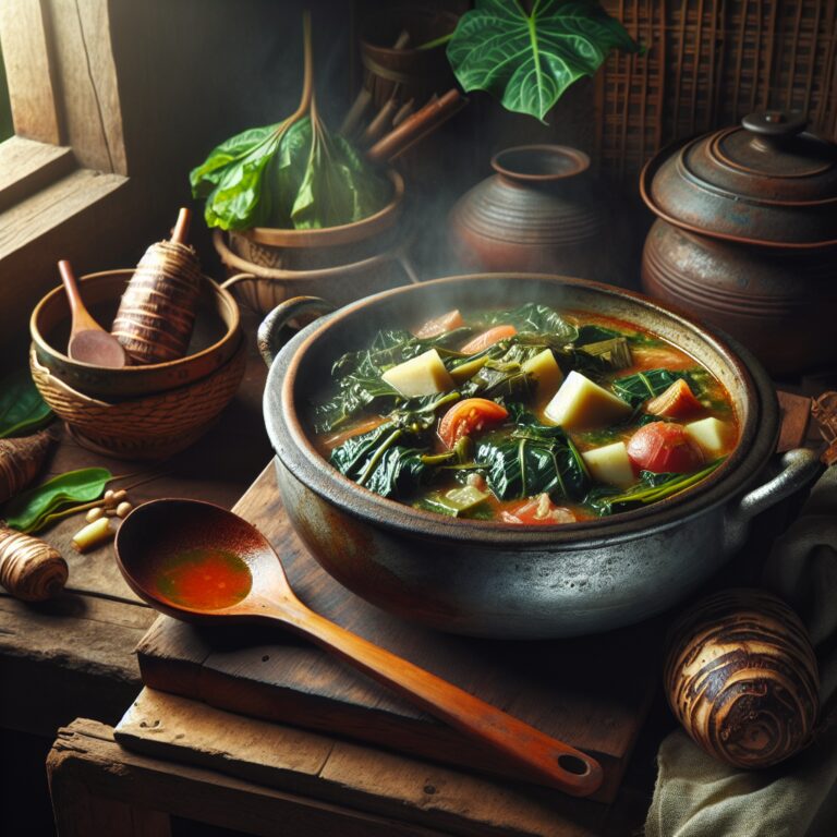 Nationalgericht Tuvalu: Taro Leaf Coconut Stew (Rezept)