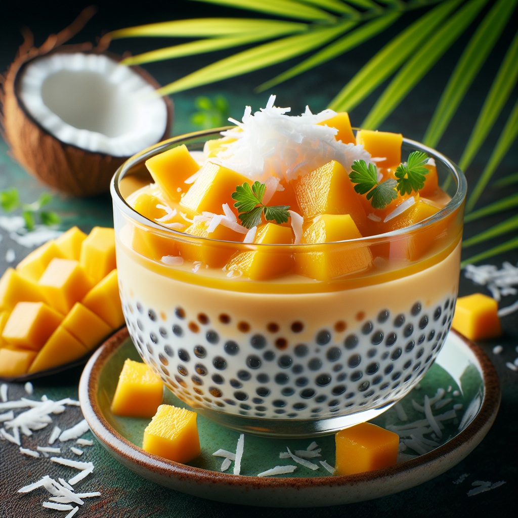Nationalgericht Fiji: Mango and Coconut Tapioca Pudding (Rezept)